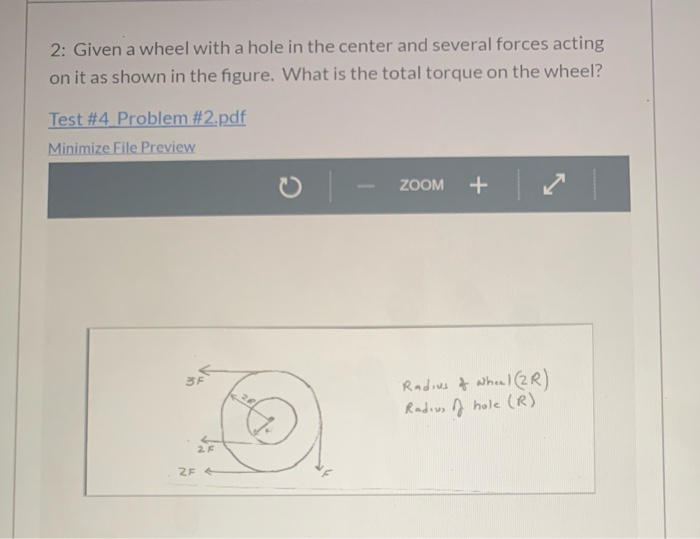 Solved 2: Given a wheel with a hole in the center and | Chegg.com