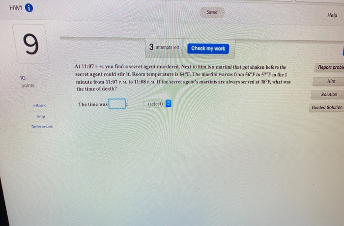 Solved HW16 Saved Help 3 attempts loft Check my work Report | Chegg.com