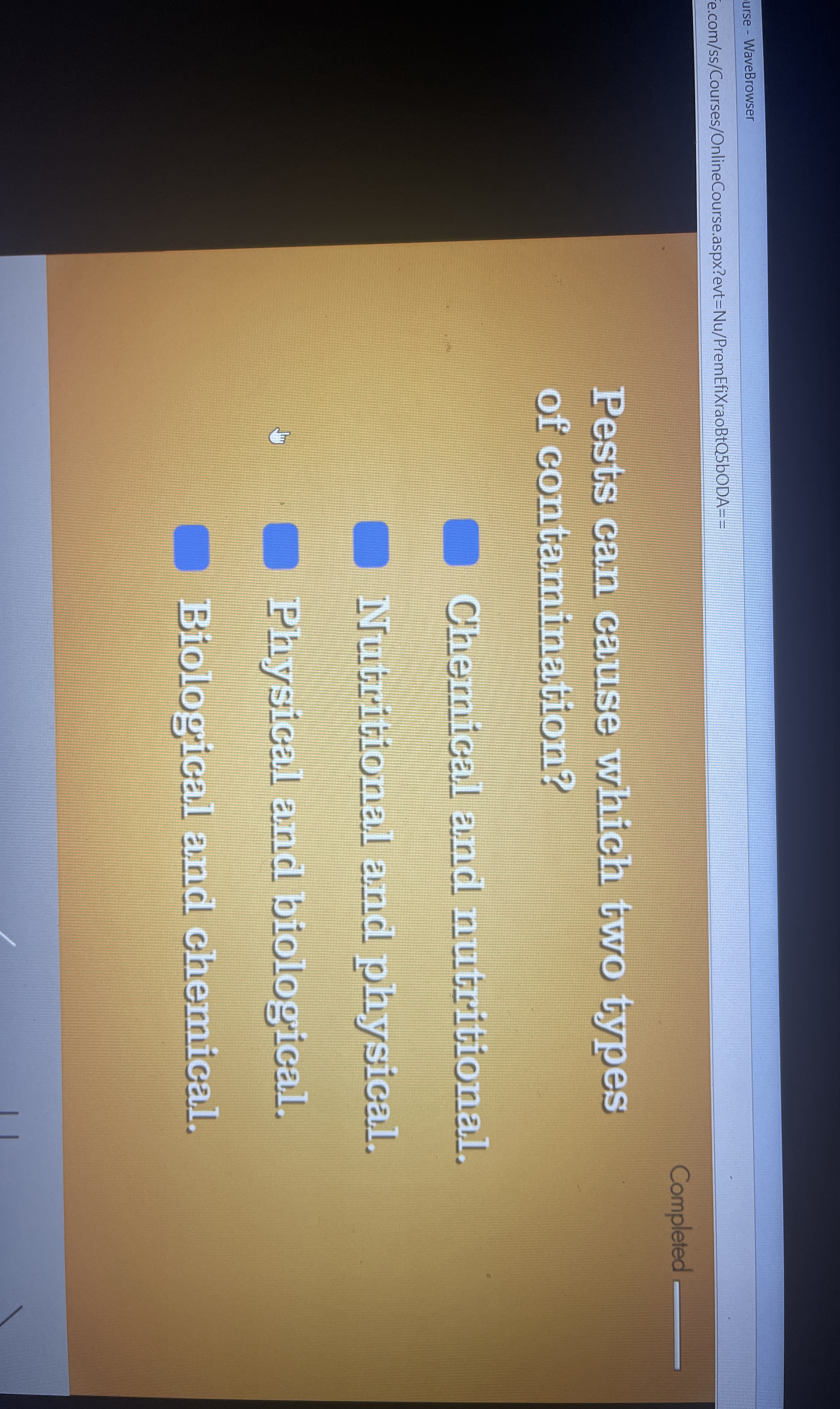 Solved Pest can cause which two type of contamination? | Chegg.com