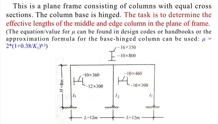 [Solved]: This is a plane frame consisting of columns with
