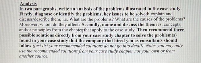 Analysis In two paragraphs, write an analysis of the | Chegg.com