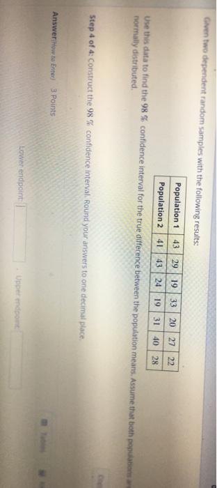 Solved Gven two dependent random samples with the following | Chegg.com