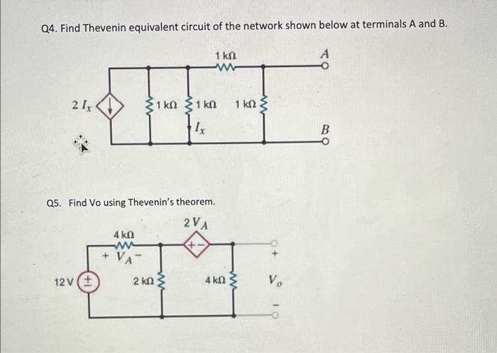 Solved Q4. Find Thevenin equivalent circuit of the network | Chegg.com