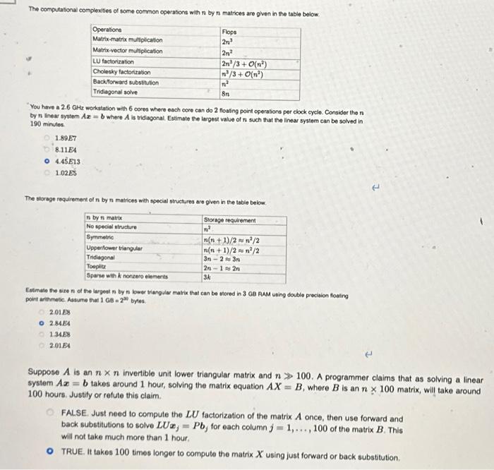 Solved The computational complexities of some common | Chegg.com