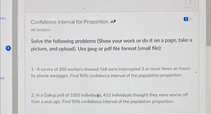 Solved Confidence Interval for Proportion A A All Sections | Chegg.com