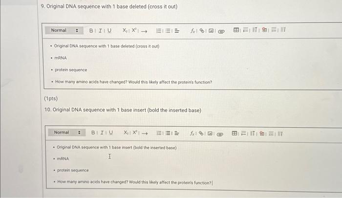 Solved 8. 3 possible base pair changes First changed base | Chegg.com
