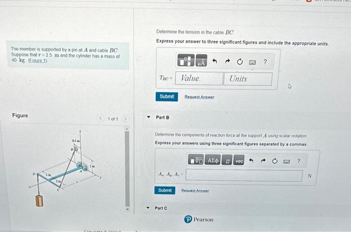 Solved Determine the tension in the cable BC Express your | Chegg.com