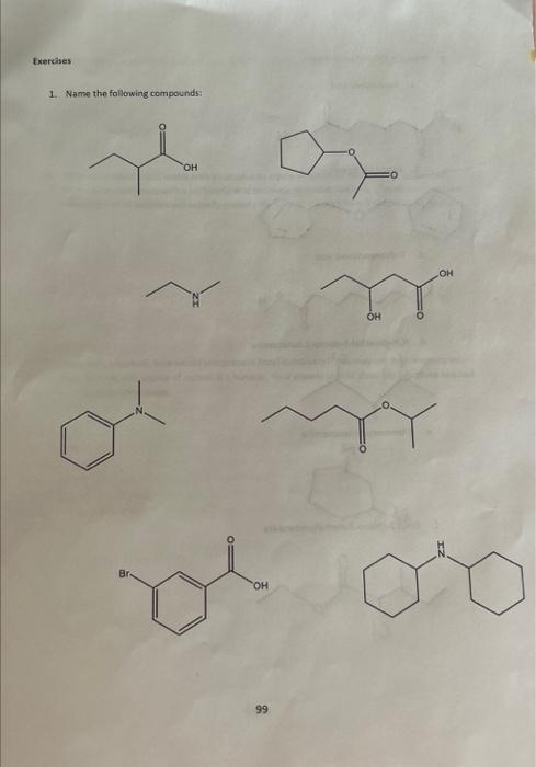 Solved 1. Name the following compounds: | Chegg.com