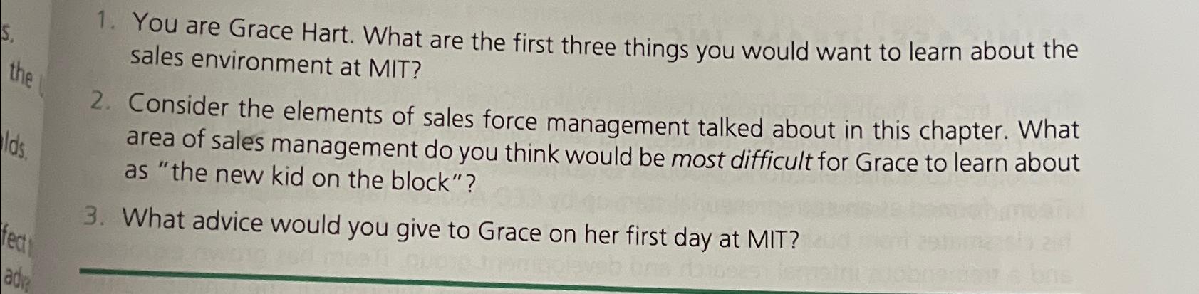 Solved You are Grace Hart. What are the first three things | Chegg.com