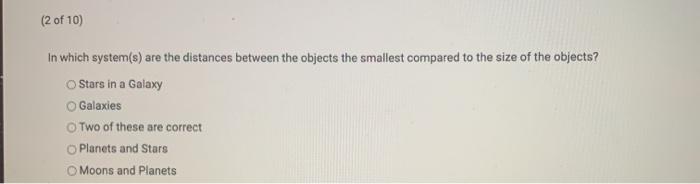 Solved (1 of 10) In which system(s) are the distances | Chegg.com