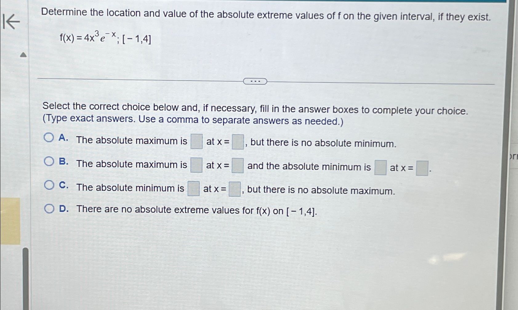 Solved Determine the location and value of the absolute | Chegg.com