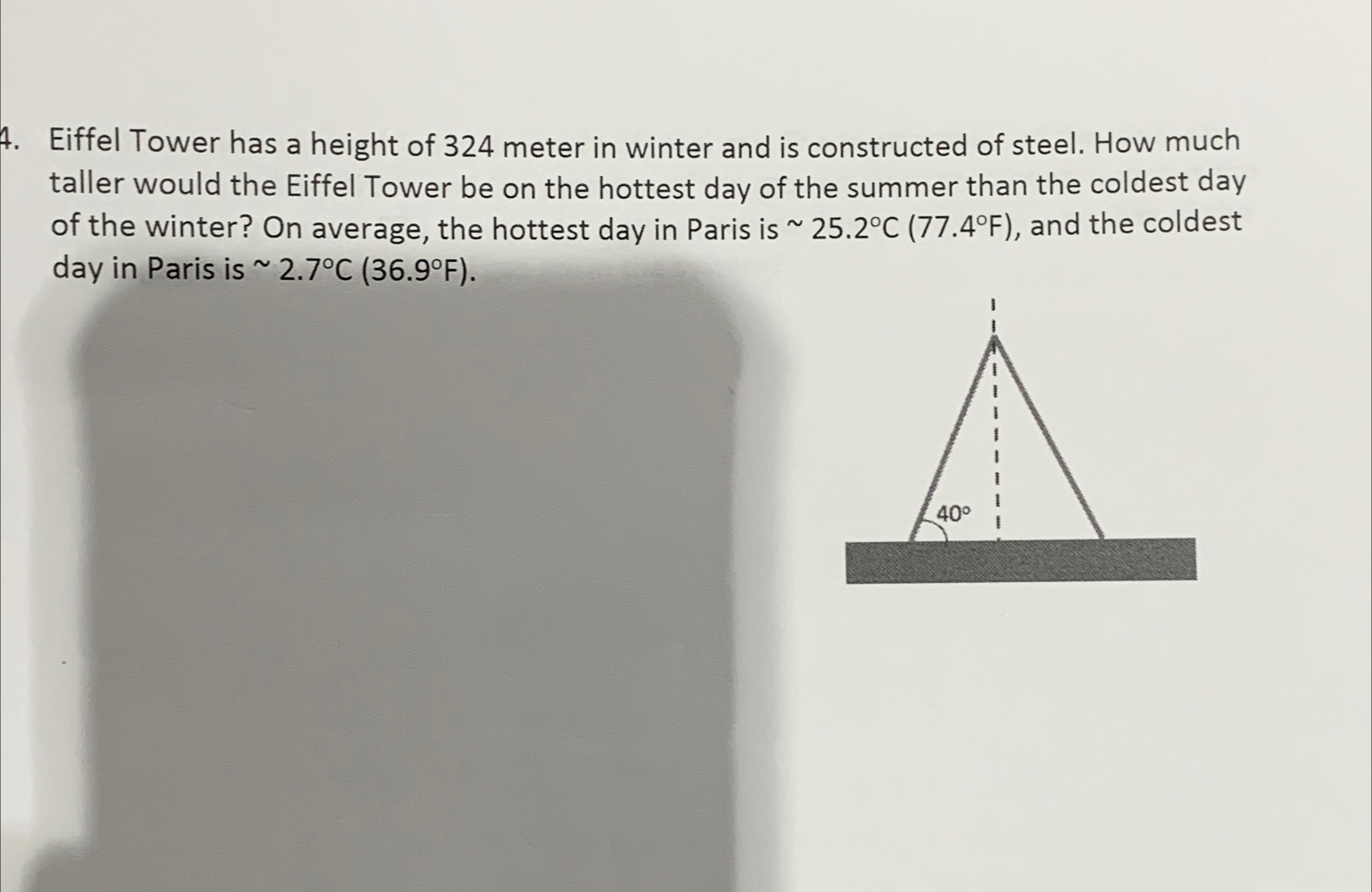 Solved Eiffel Tower has a height of 324 ﻿meter in winter and | Chegg.com