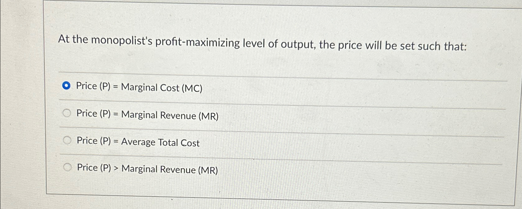 Solved At the monopolist's profit-maximizing level of | Chegg.com