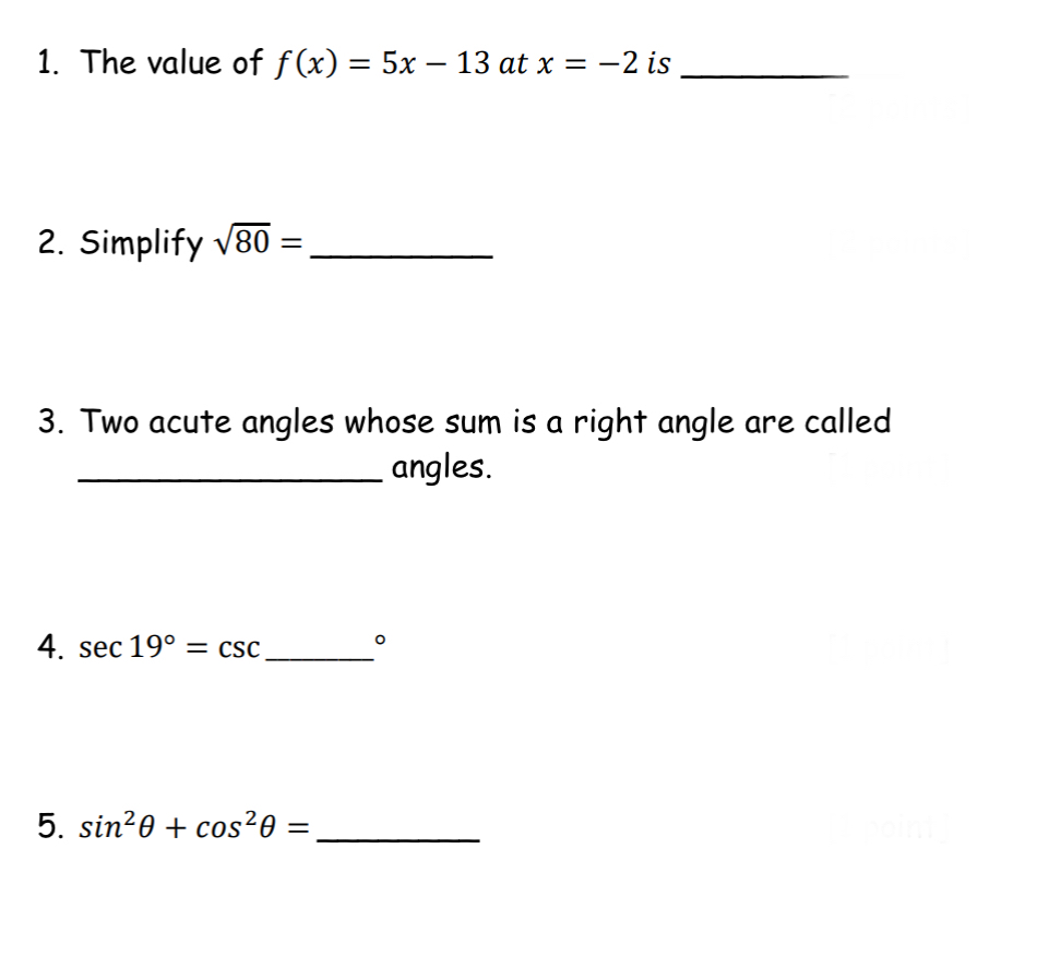 Solved The value of f(x)=5x-13 ﻿at x=-2 ﻿isSimplify 802=Two | Chegg.com
