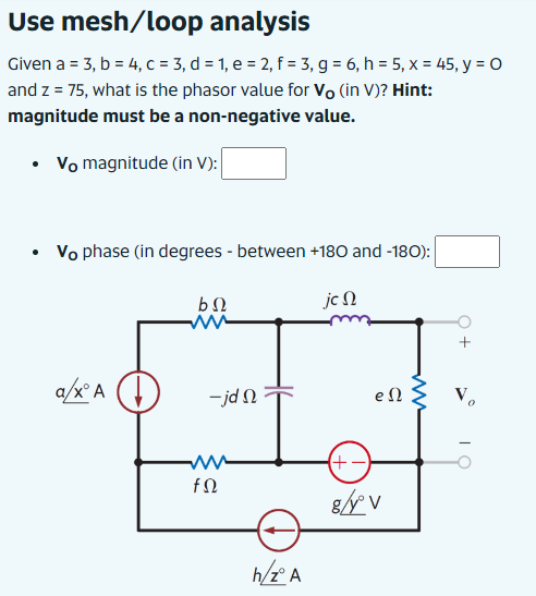 Solved Use mesh/loop analysisGiven | Chegg.com
