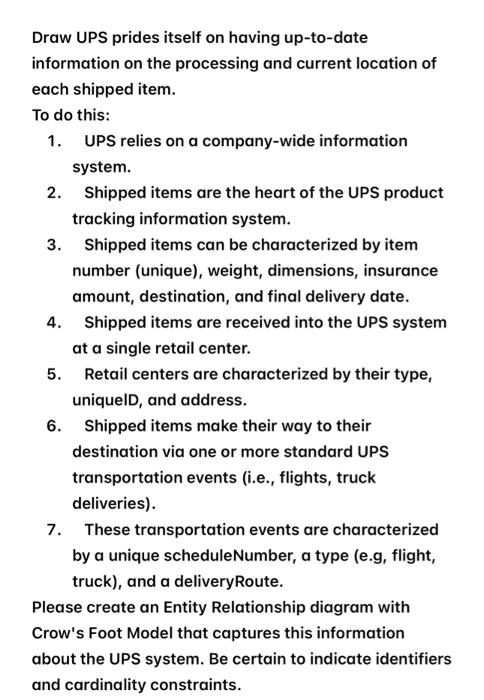 Solved Draw UPS prides itself on having up-to-date | Chegg.com
