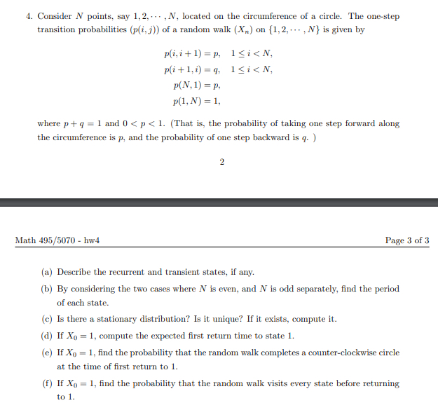 Solved Consider N ﻿points, say 1,2,cdots,N, ﻿located on the | Chegg.com