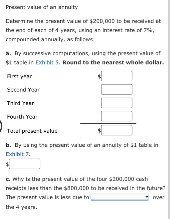 Solved Present value of an annuity Determine the present | Chegg.com