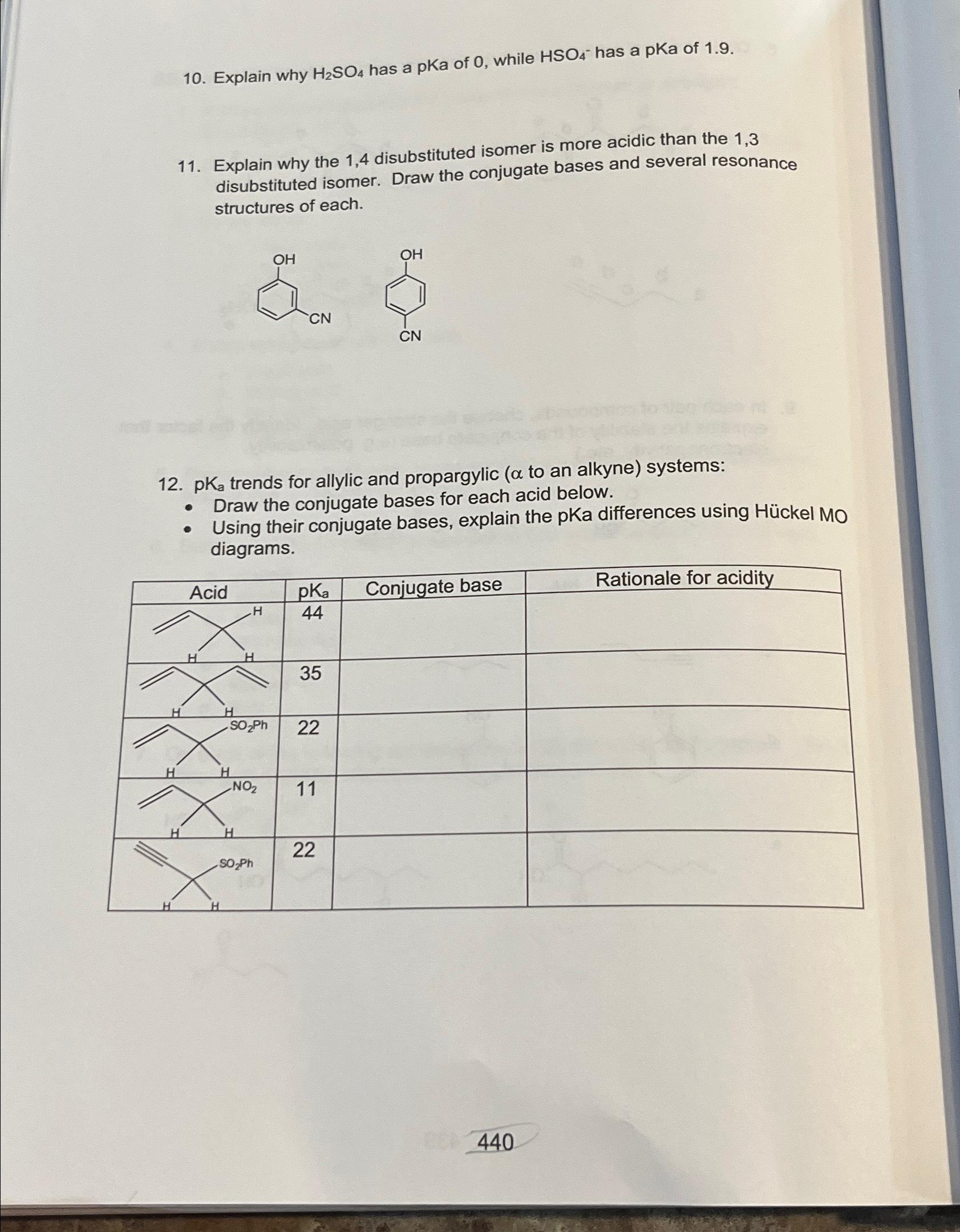 Solved Explain why H2SO4 ﻿has a pKa of 0 , ﻿while HSO4-has a | Chegg.com