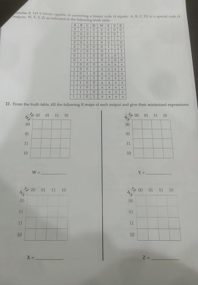 Solved Rercise 2: Let a circuit capable of converting a | Chegg.com