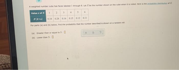 Solved A weighted number cube has faces labeled through 6. t | Chegg.com