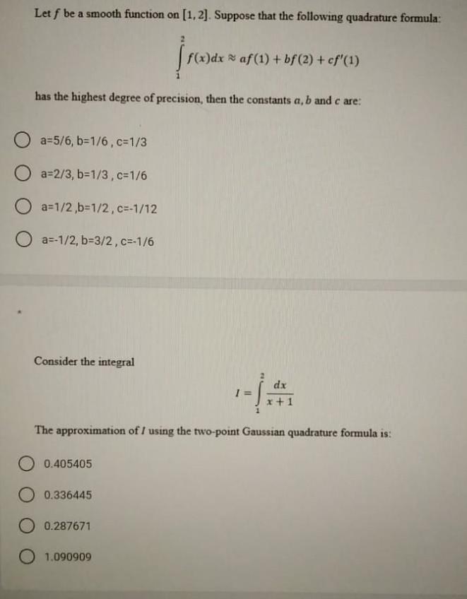 Solved Let f be a smooth function on [1,2]. Suppose that the | Chegg.com