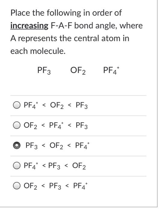 Solved The F-N-F bond angle in the NF3 molecule is slightly | Chegg.com