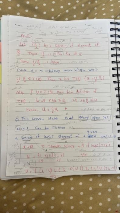 Solved (i) For a topological space (X,T), construct a basis | Chegg.com