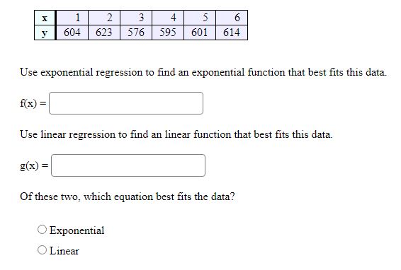 Solved Use exponential regression to find an exponential | Chegg.com