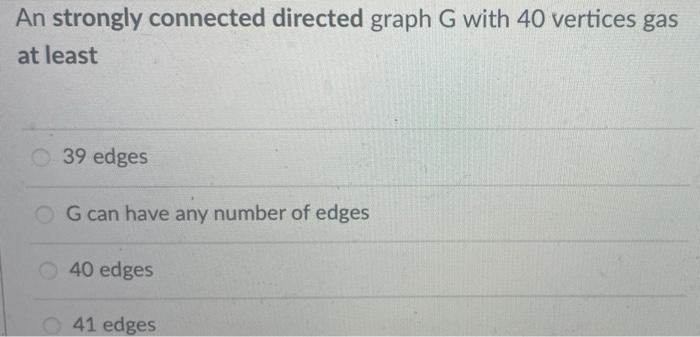Solved An strongly connected directed graph G with 40 | Chegg.com