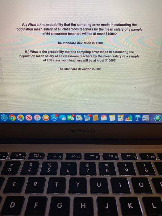 Solved A.) What is the probability that the sampling error | Chegg.com