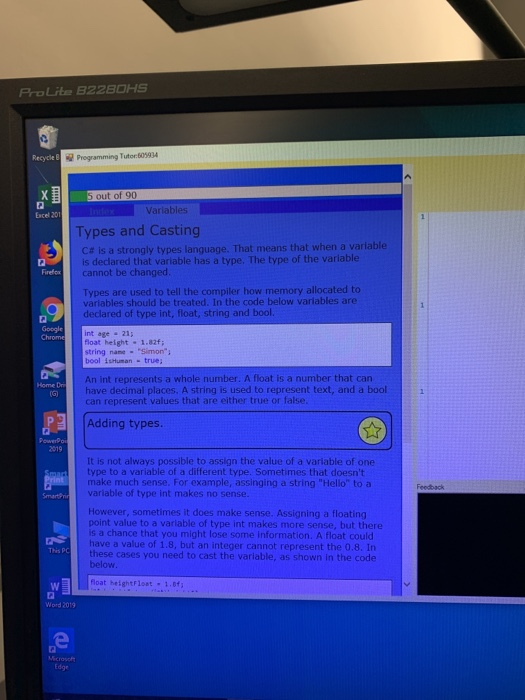 Solved ProLite B2280HS Recycled Programming Tutor 0934 Excel | Chegg.com
