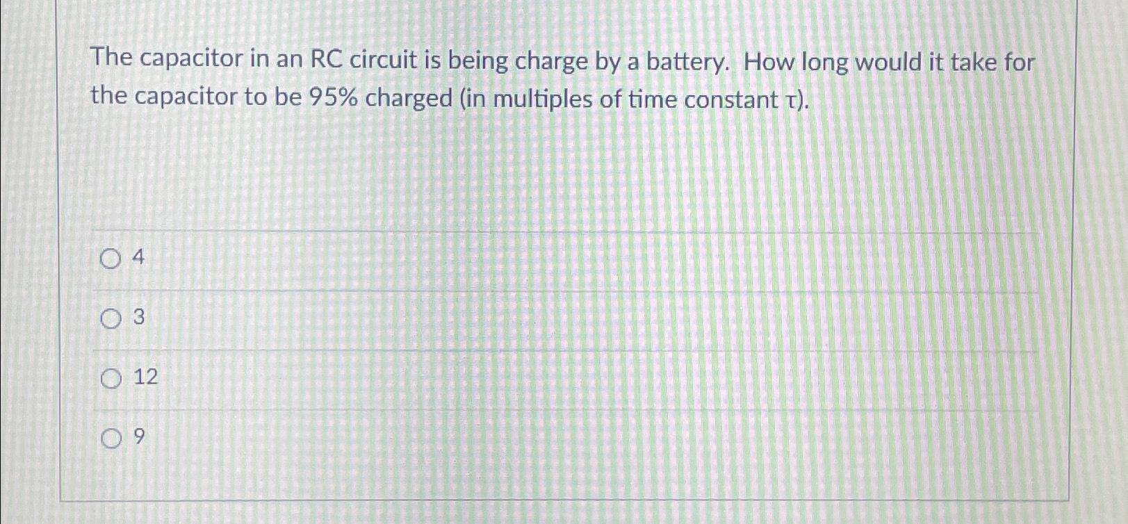 Solved The capacitor in an RC circuit is being charge by a | Chegg.com