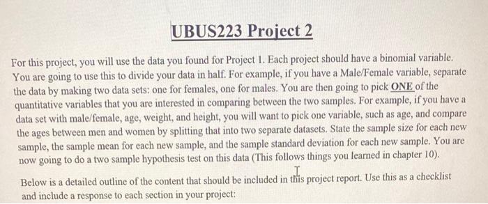 For this project, you will use the data you found for | Chegg.com