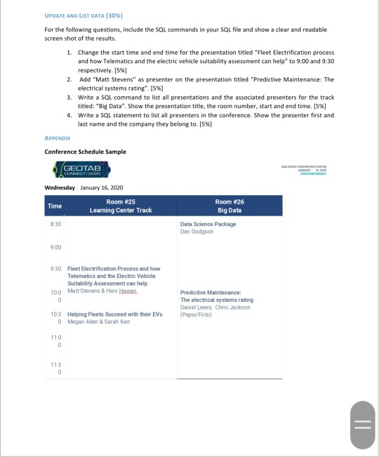 PART II. CONCEPTUAL DATABASE MODEL (20%) GeoTab | Chegg.com