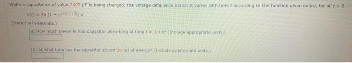 Solved While a capacitance of value 2400 jif is being | Chegg.com