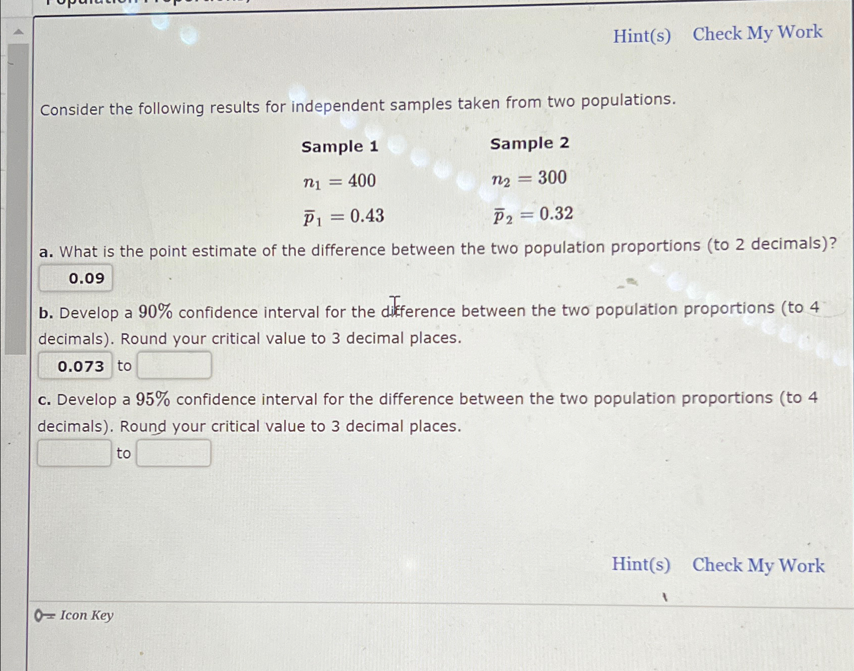 Solved Hint(s) ﻿Check My WorkConsider the following results | Chegg.com