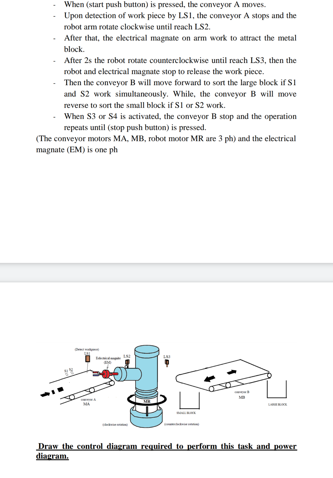 Solved When (start push button) is pressed, the conveyor A | Chegg.com