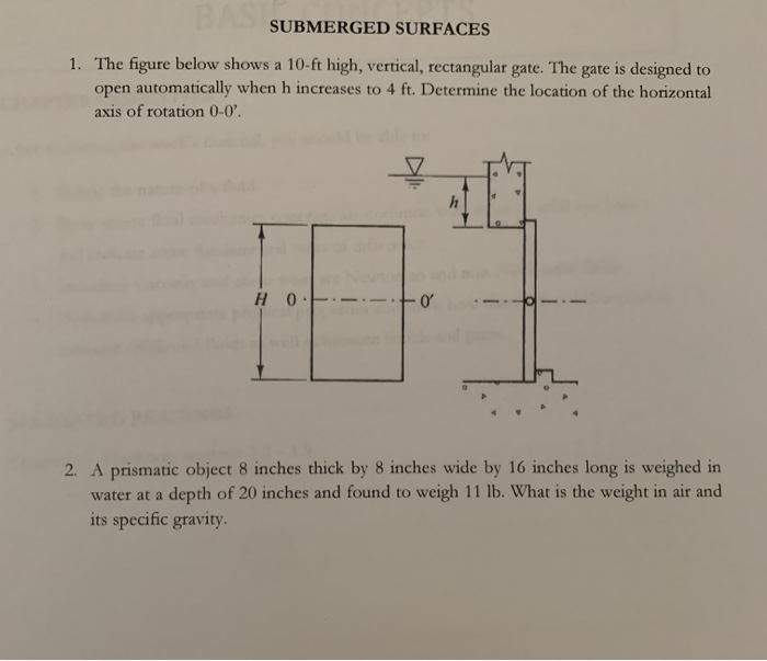Solved SUBMERGED SURFACES 1. The figure below shows a 10-ft | Chegg.com