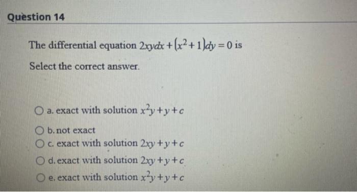 Solved The solution of the differential equation y′=x2y is | Chegg.com