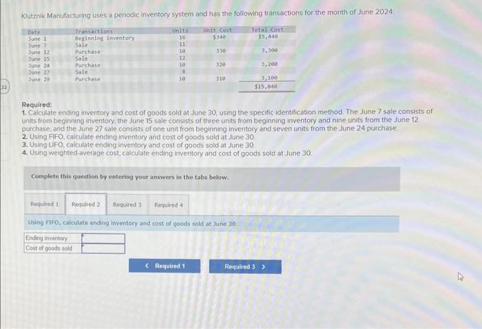 Solved Required: 1. Catculate ending inventory and cost of | Chegg.com