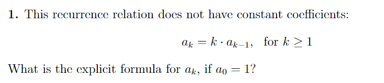 Solved This recurrence relation does not have constant | Chegg.com