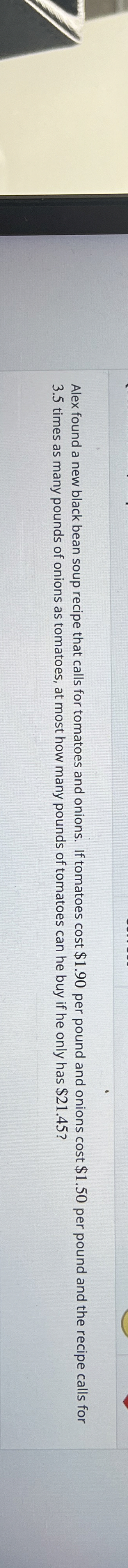 Solved Alex found a new black bean soup recipe that calls | Chegg.com