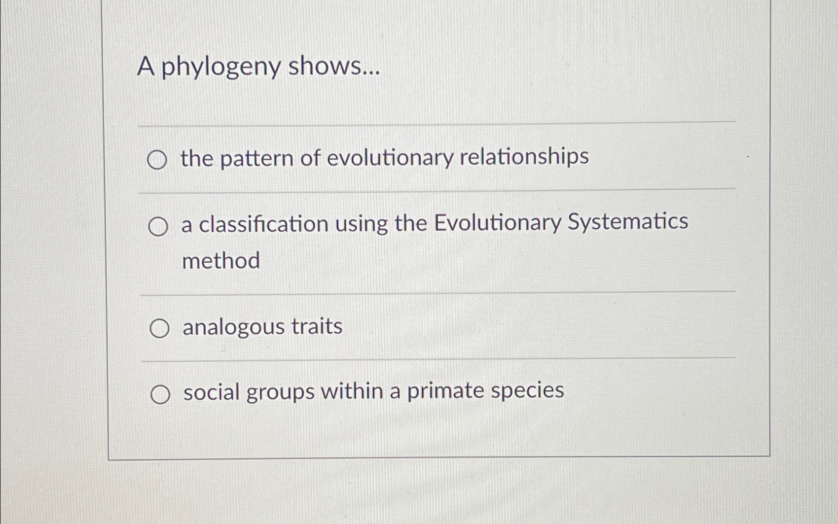 Solved A phylogeny shows...the pattern of evolutionary | Chegg.com