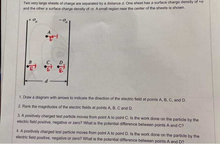 Solved Two very large sheets of charge are separated by a | Chegg.com Solved Two very large sheets of charge are separated by a | Chegg.com