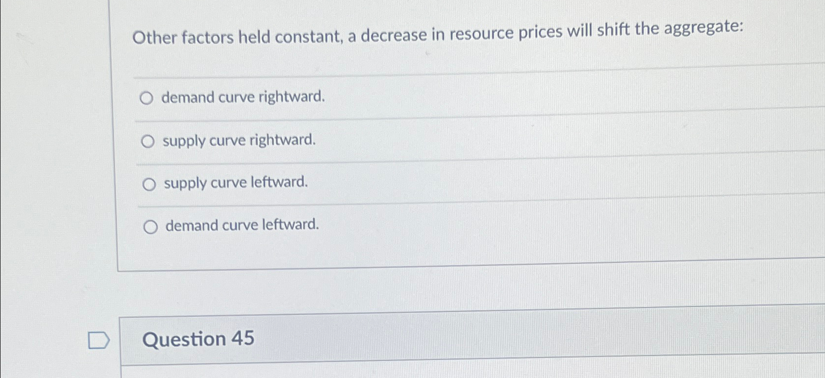 Solved Other factors held constant, a decrease in resource | Chegg.com