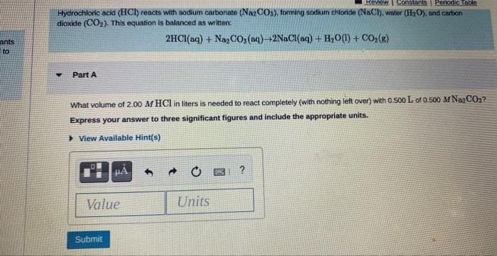 Solved Hydrochloric acid (HCl) reacts with sodium carbonate | Chegg.com