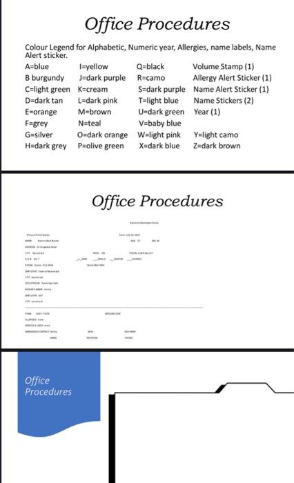 Solved Office Procedures Colour Legend for Alphabetic, | Chegg.com