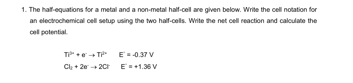 Solved The half-equations for a metal and a non-metal | Chegg.com