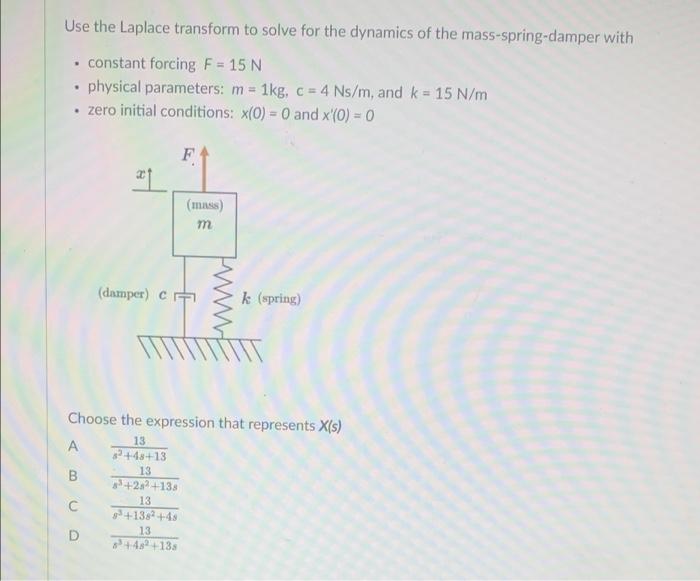 Solved Use the Laplace transform to solve for the dynamics | Chegg.com